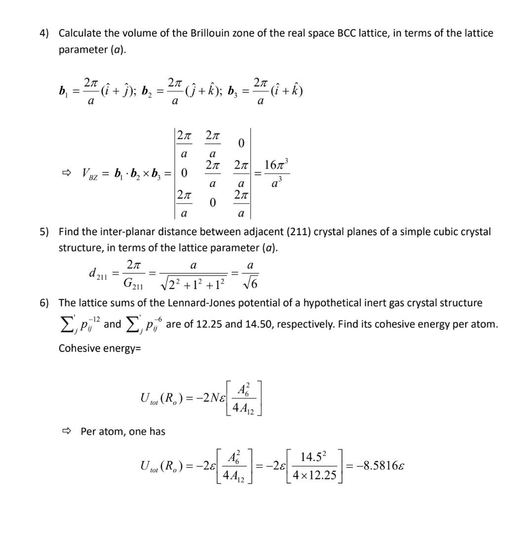Solved 1) Write down (a) the underlying Bravais lattice and | Chegg.com