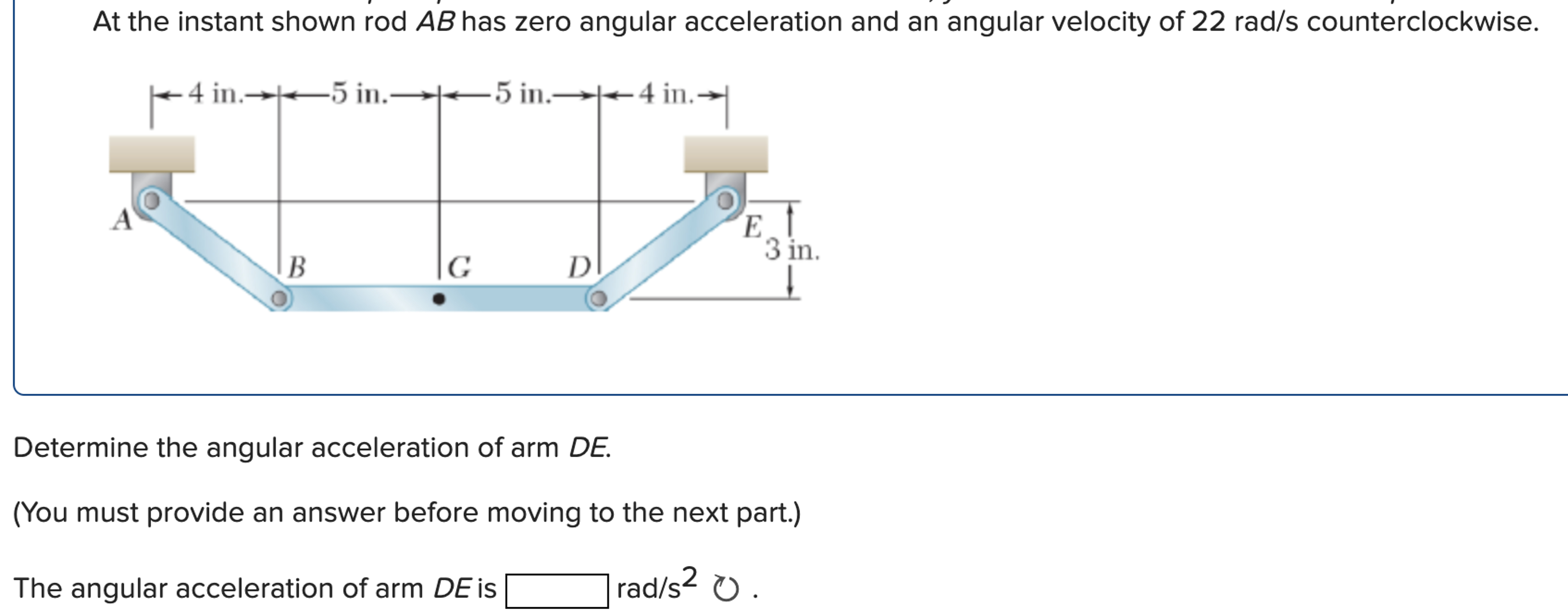 Solved At the instant shown rod AB ﻿has zero angular | Chegg.com