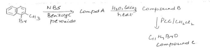 Solved II BrCH3 BenzoyC peroxido NBS compdA heat H2O,CaCO3 | Chegg.com