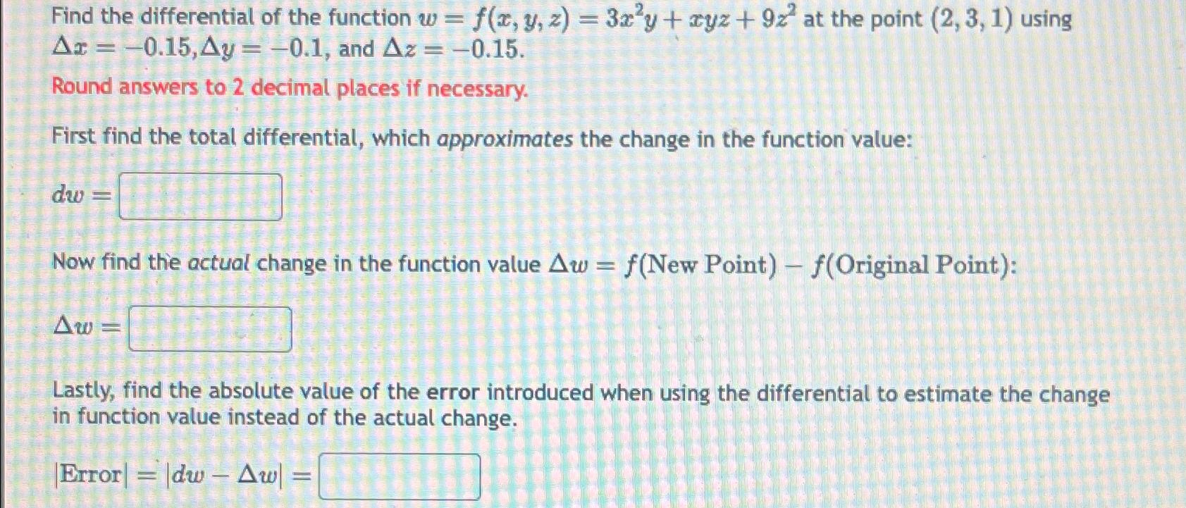 Solved Find the differential of the function | Chegg.com