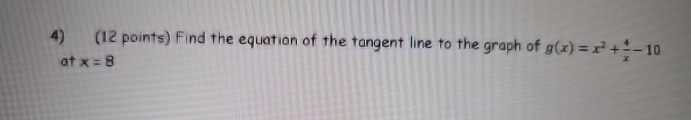 Solved (12 ﻿points) ﻿Find the equation of the tangent line | Chegg.com