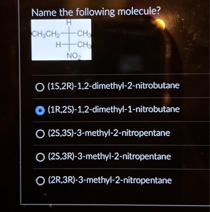 Solved Name the following molecule? | Chegg.com