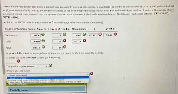 Solved Three different methods for assembling a product were | Chegg.com