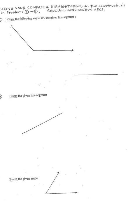 Solved USING YOUR COMPASS \& STRAIGHTEDGE, do the | Chegg.com