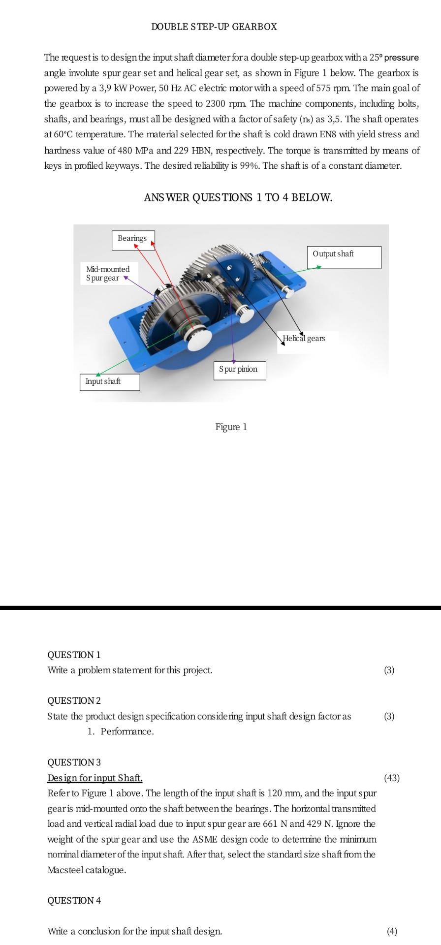 Solved DOUBLE STEP-UP GEARBOX The request is to design the | Chegg.com