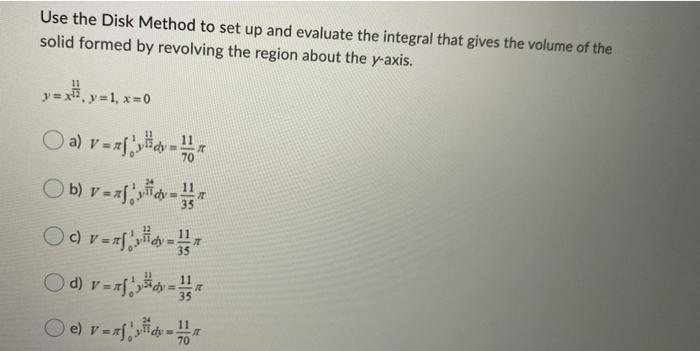 Solved Use the Disk Method to set up and evaluate the | Chegg.com