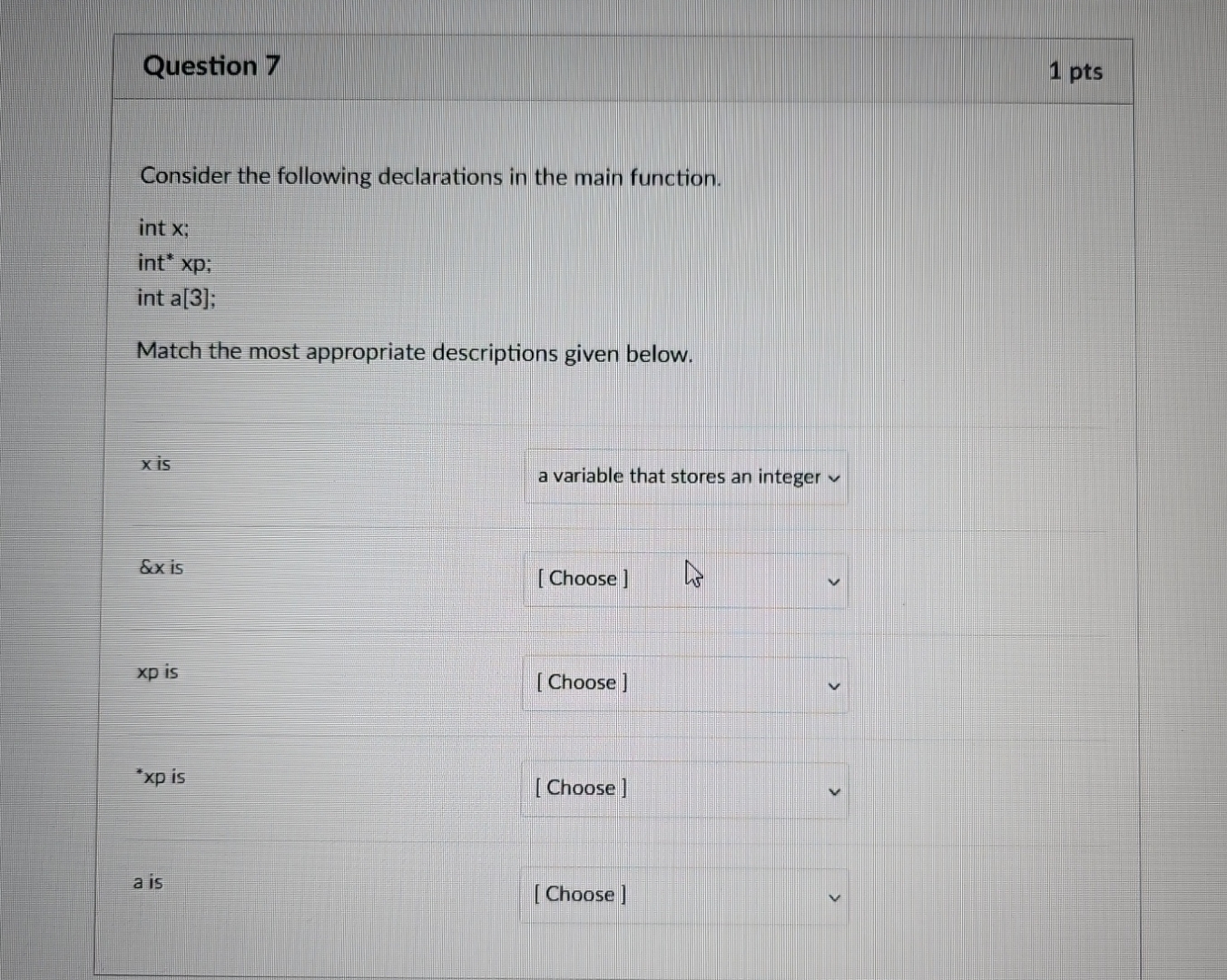 Solved Question 7consider The Following Declarations In The