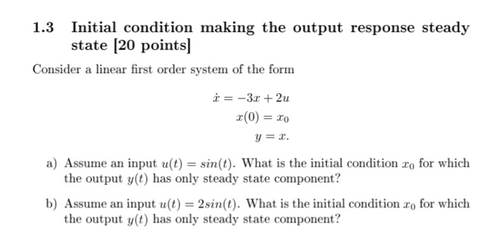 Solved 1.3 Initial condition making the output response | Chegg.com