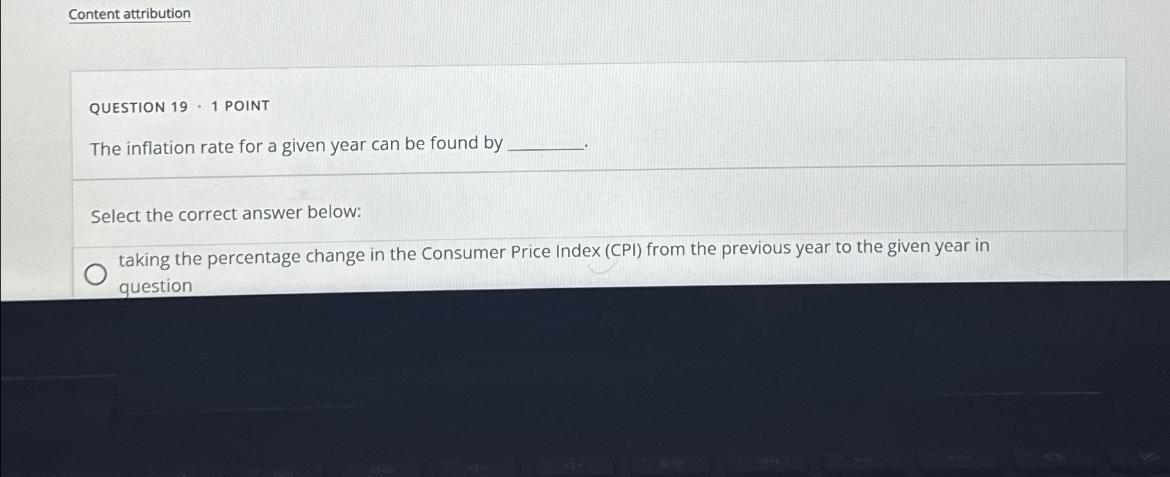 Solved Content attributionQUESTION 19*1 ﻿POINTThe inflation | Chegg.com