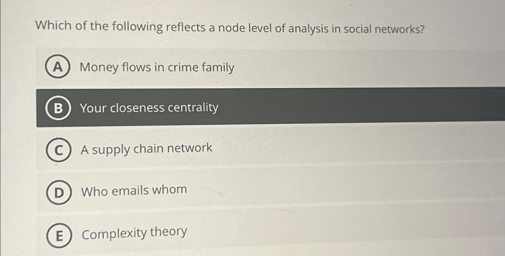 Solved Which of the following reflects a node level of | Chegg.com