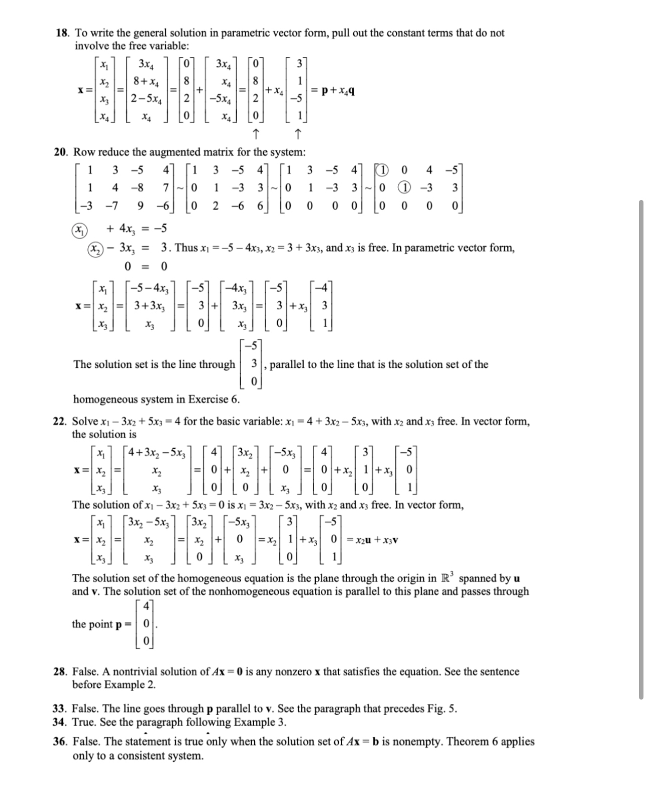 Solved To write the general solution in parametric vector | Chegg.com