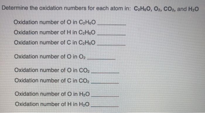 Solved Determine the oxidation numbers for each atom in: | Chegg.com