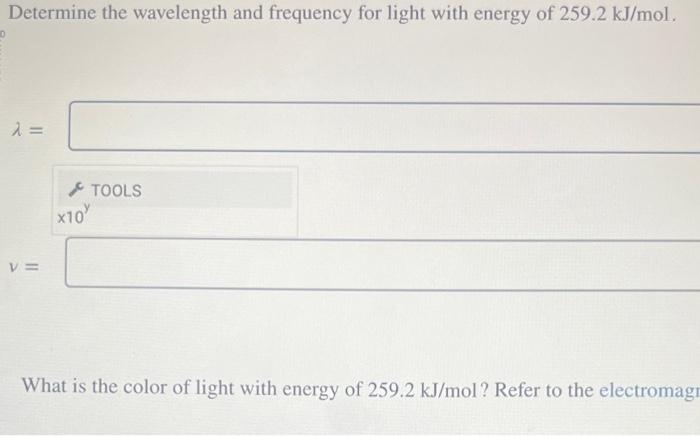 Solved Determine the wavelength and frequency for light with | Chegg.com