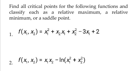 Solved Find all critical points for the following functions | Chegg.com