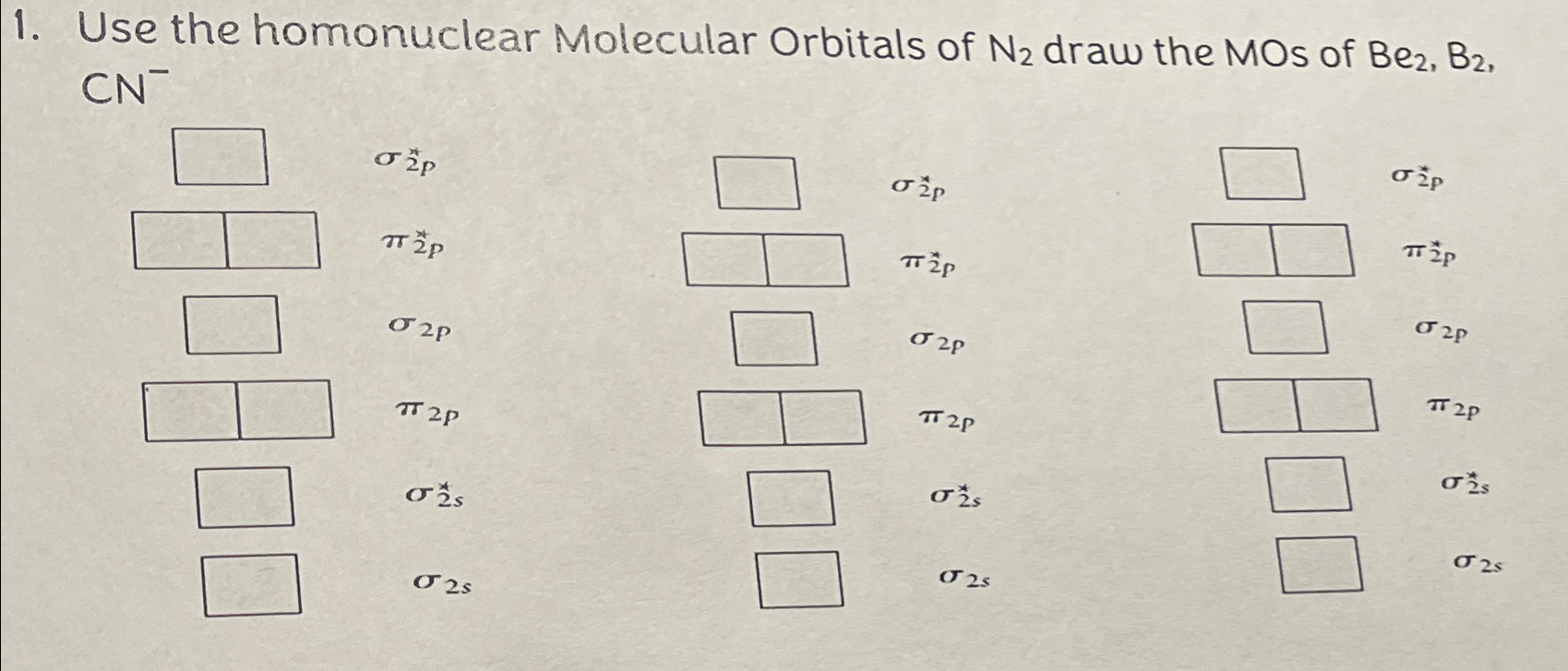 Solved Use the homonuclear molecular orbitals of n2 ﻿draw | Chegg.com