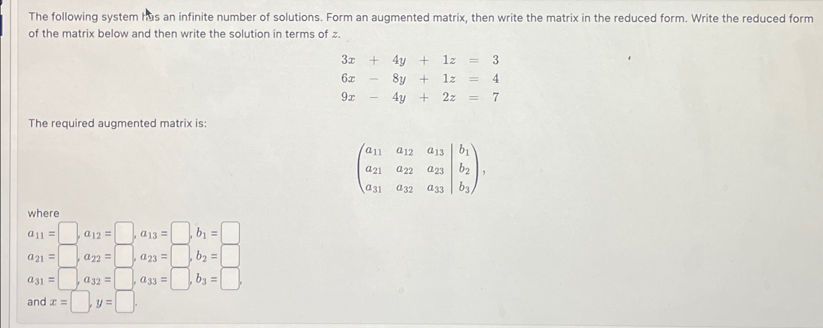 Solved The following system the an infinite number of | Chegg.com
