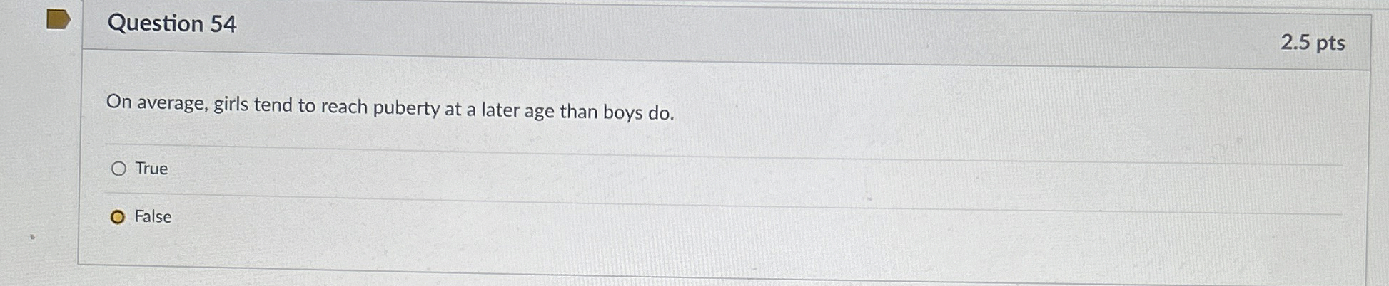 Solved Question 542.5 ﻿ptsOn average, girls tend to reach | Chegg.com