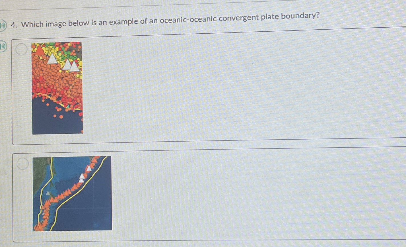 Solved Which image below is an example of an oceanic-oceanic | Chegg.com