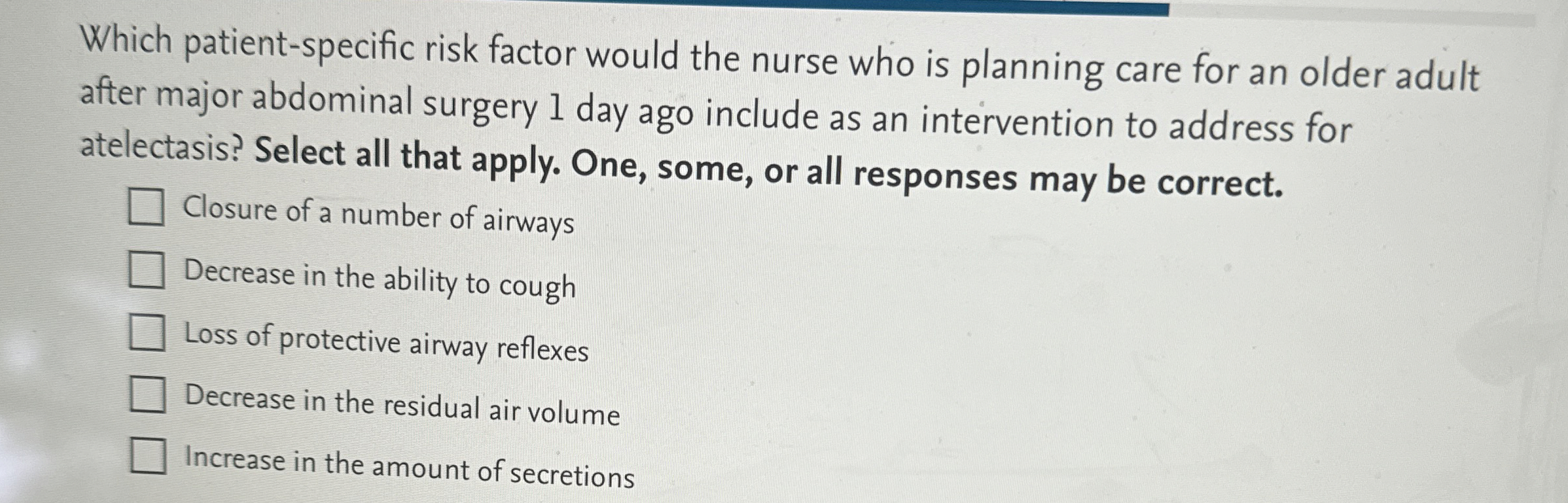 Solved Which patient-specific risk factor would the nurse | Chegg.com