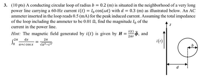 Solved 3. ( 10pts ) A conducting circular loop of radius | Chegg.com