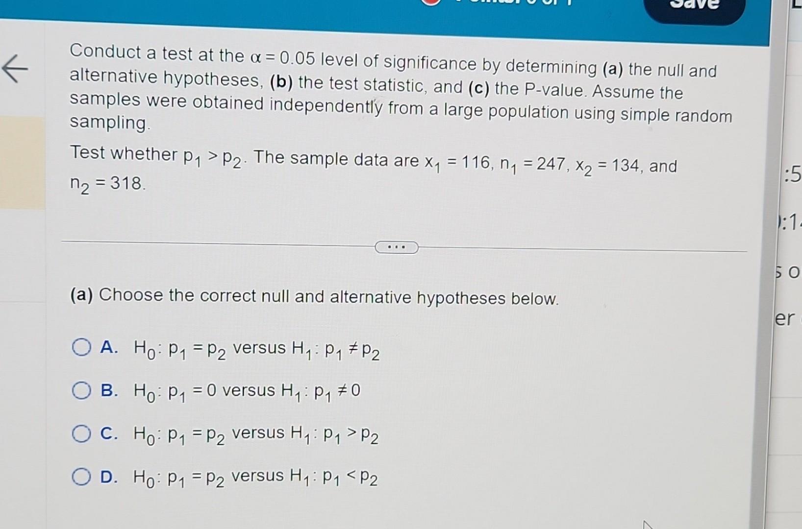 Solved Conduct a test at the α=0.05 level of significance by | Chegg.com