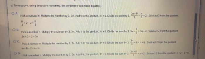 Solved d) Try to prove, using deductive reasoning the | Chegg.com