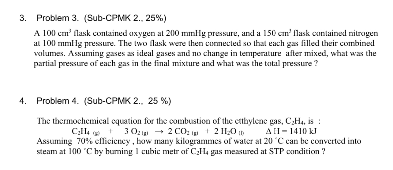 Solved Problem 3. (Sub-CPMK 2., 25%)A 100cm3 ﻿flask | Chegg.com