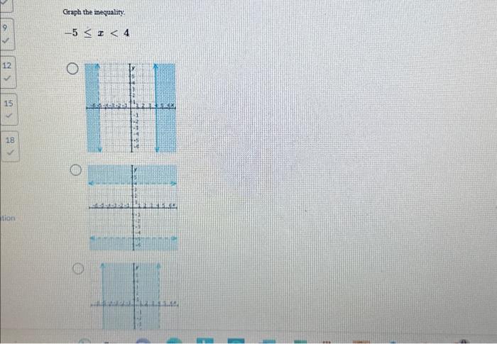 Solved 15 18 tion Graph the inequality. -5