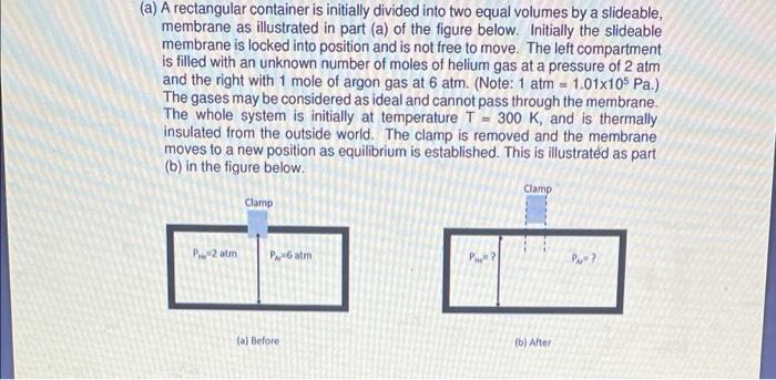 Solved (a) A rectangular container is initially divided into | Chegg.com