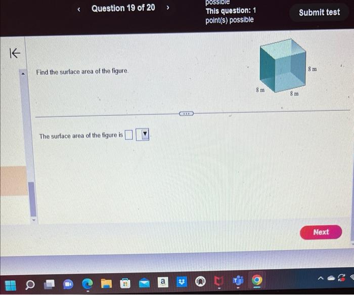 Solved Find the surface area of the figure. The surface area | Chegg.com
