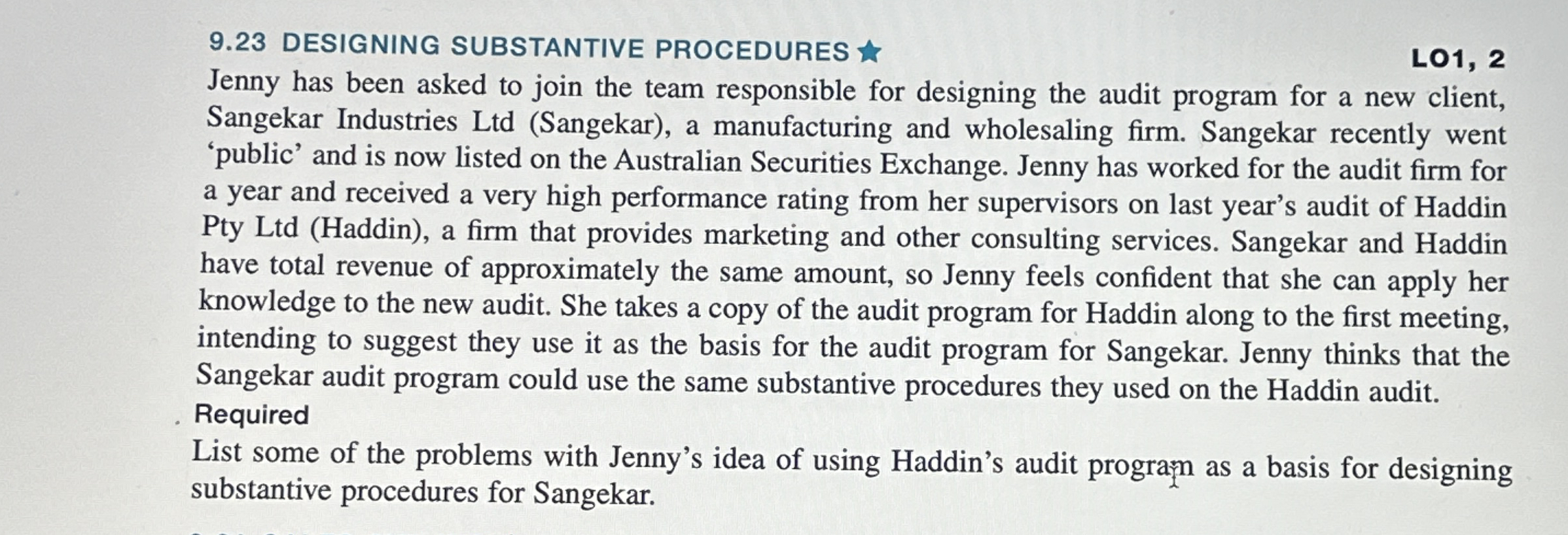 Solved 9.23 ﻿DESIGNING SUBSTANTIVE PROCEDURESL01, 2Jenny has | Chegg.com