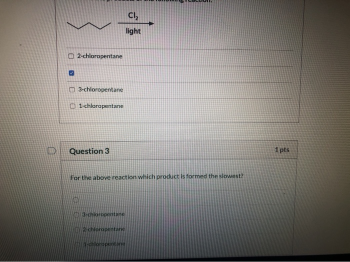 Solved light O 2-chloropentane 03-chloropentane | Chegg.com