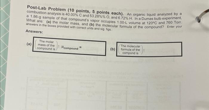 Solved Post-Lab Problem (10 points, 5 points each). An | Chegg.com