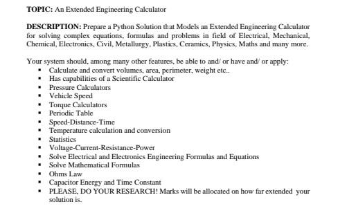 Solved TOPIC: An Extended Engineering Calculator | Chegg.com