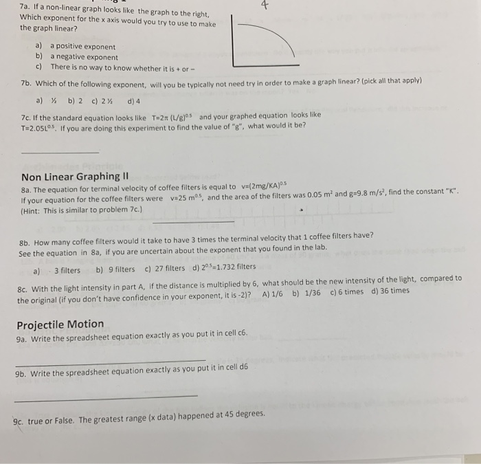 Solved 1d. If a non-linear graph looks like the graph to the | Chegg.com