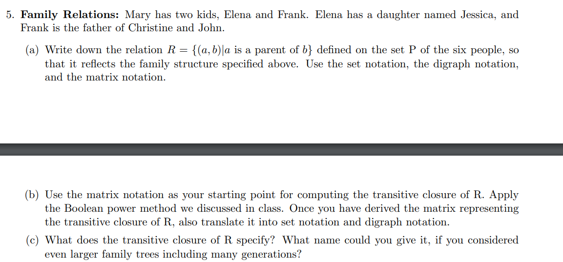 Solved show your work !Family Relations: Mary has two kids, | Chegg.com