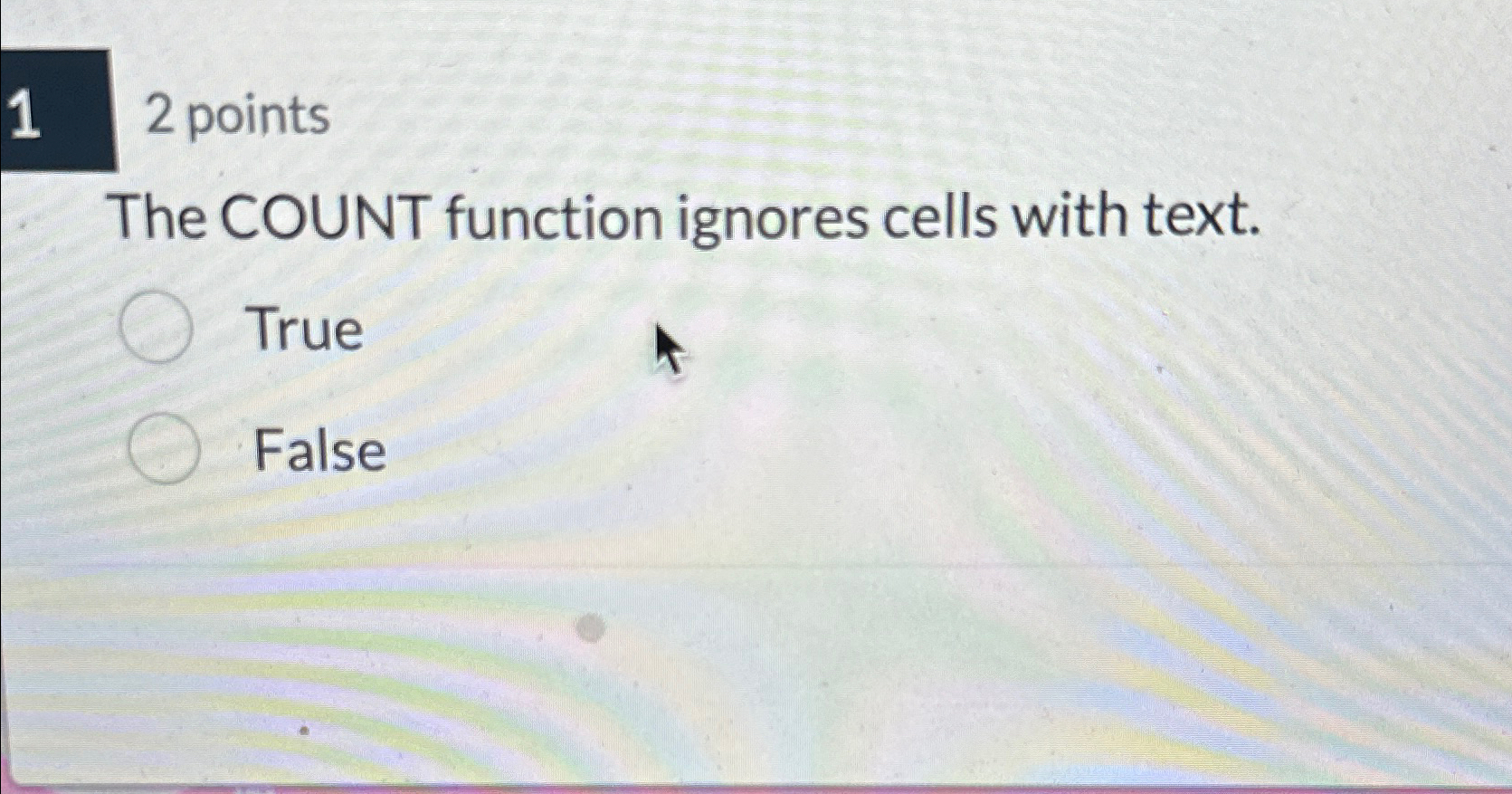 Solved 12 ﻿pointsThe COUNT function ignores cells with | Chegg.com