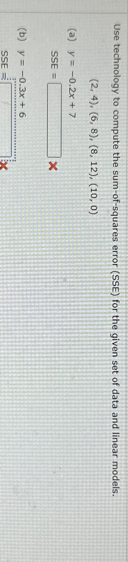 Solved Use technology to compute the sum-of-squares error | Chegg.com