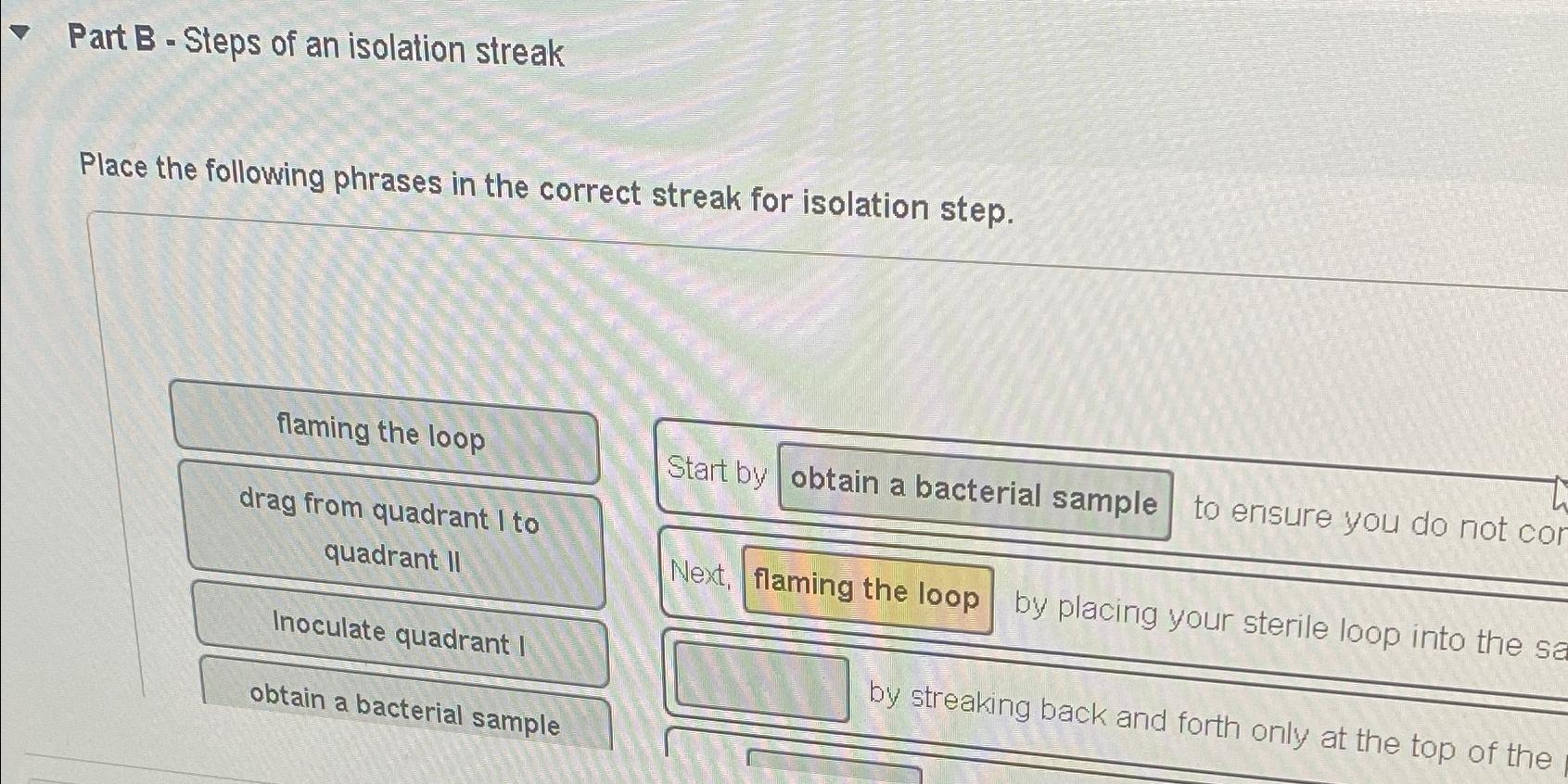 Solved Part B - ﻿Steps of an isolation streakPlace the | Chegg.com