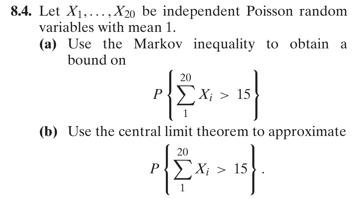 Solved 8.4. ﻿Let x1,dots,x20 be ﻿independent Poisson | Chegg.com