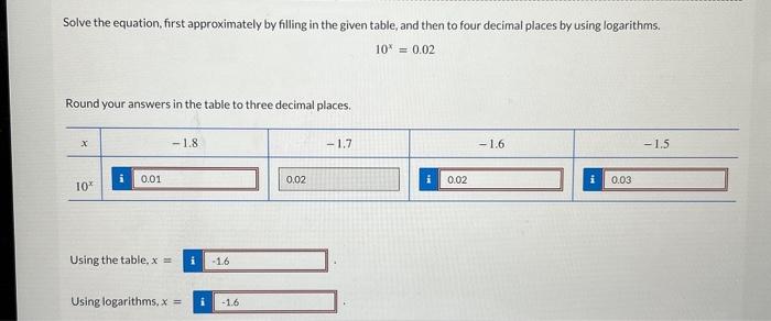 Solved Solve the equation, first approximately by filling in | Chegg.com