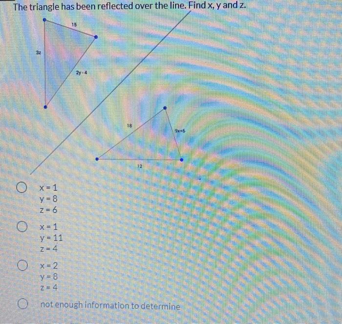 Solved The triangle has been reflected over the line. Find | Chegg.com