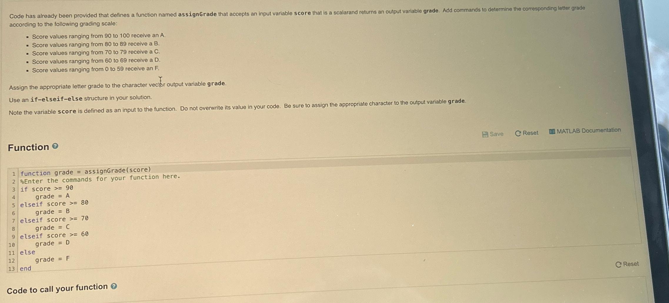 Solved according to the following grading scale:Score values | Chegg.com