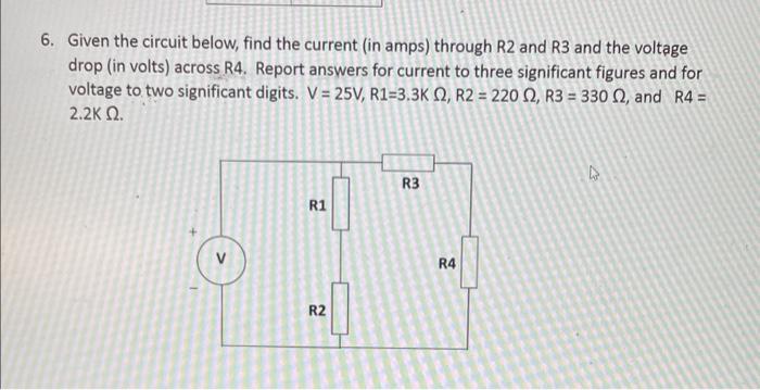 Solved 6. Given the circuit below, find the current (in | Chegg.com