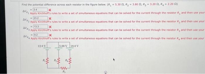 Solved Find the potential difference across each resistor in | Chegg.com