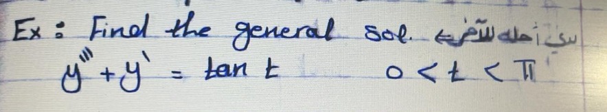 Ex: Find the general sol swind suly'''+y'=tant,0 | Chegg.com