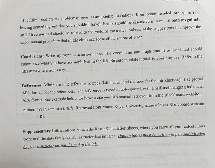 FORMAL LAB REPORT FORMAT: Before you start writing, | Chegg.com