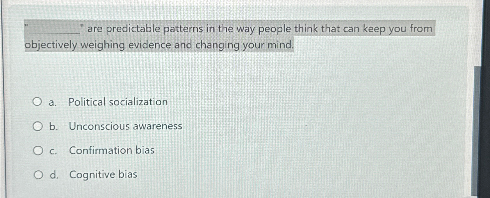 Solved ' ﻿are predictable patterns in the way people think | Chegg.com