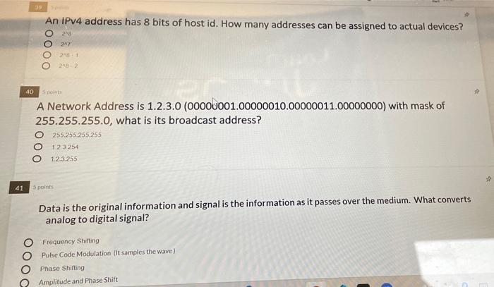 Solved An IPv4 address has 8 bits of host id. How many | Chegg.com