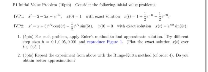 Solved P1.Initial Value Problem (10pts) Consider the | Chegg.com